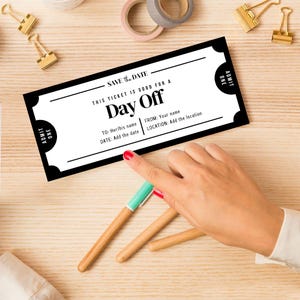 Day off Gift Coupon Instant Download Editable Text Printable Voucher ...