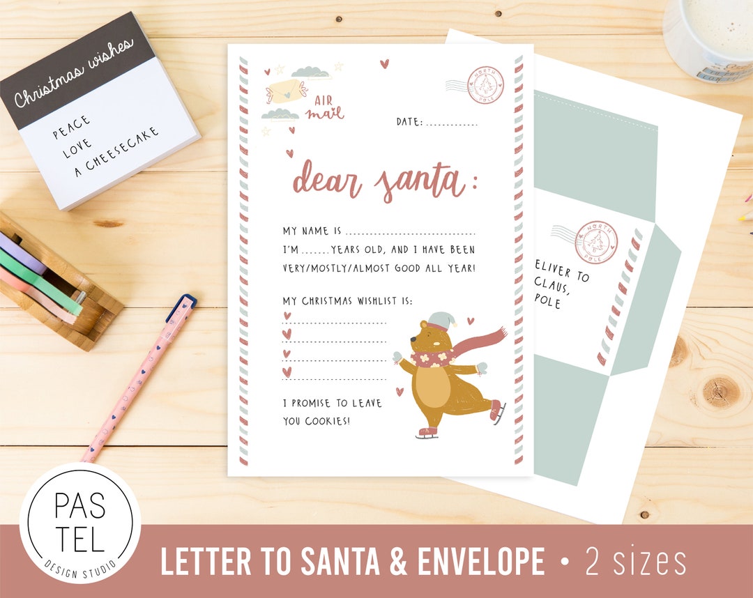 Printable Letter to Santa and Envelope Dear Santa Letter Santa Wish ...