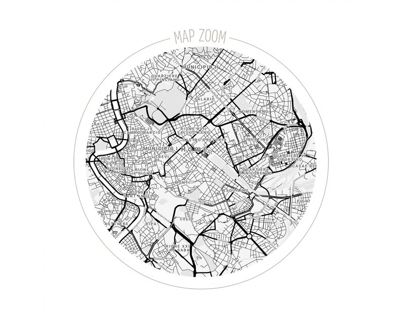 Rome City Map Rome City Rome Print Rome Wall Art City - Etsy