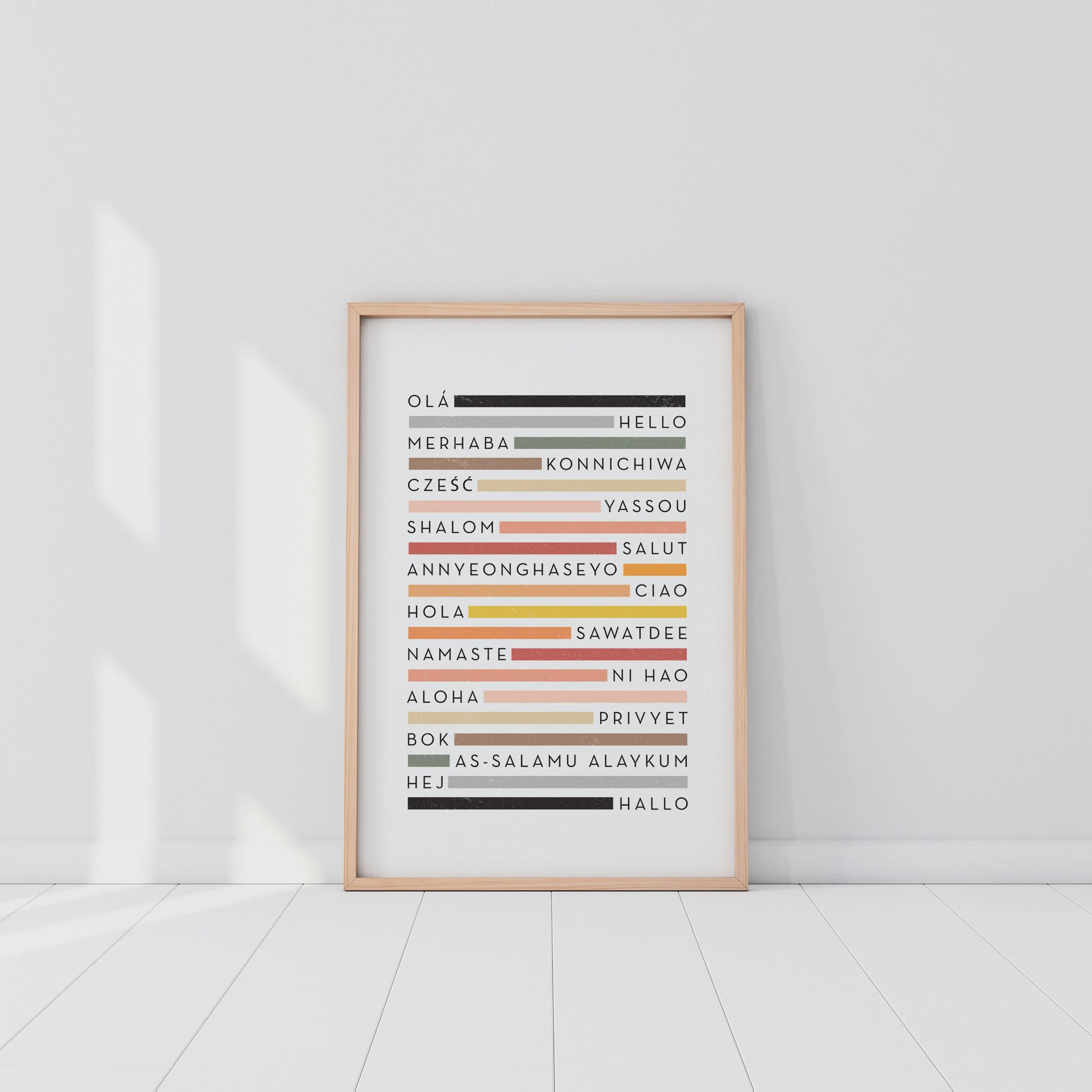 Hello Different Languages Greetings Print — Colorful Minimalist Wall ...