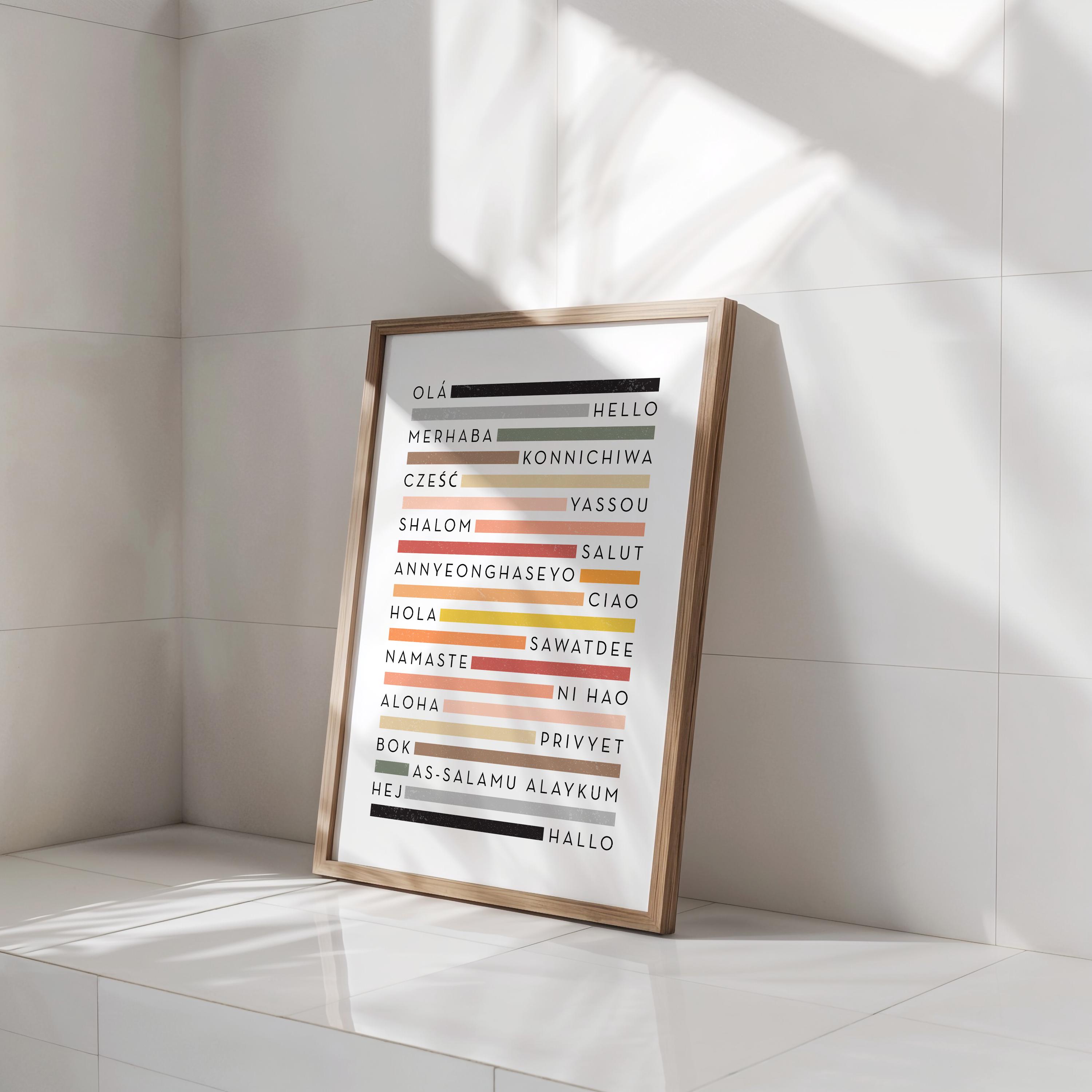 Hello Different Languages Greetings Print — Colorful Minimalist Wall ...