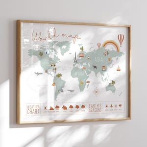 Montessori World Map Educational Print for Kids — World Map Tapestry ...