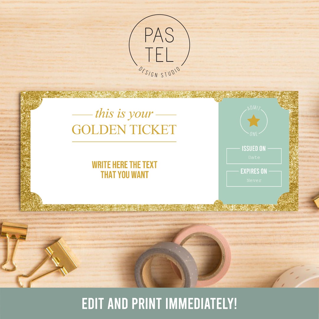 Golden Ticket Custom Gift Voucher Custom Golden Ticket Sentimental ...