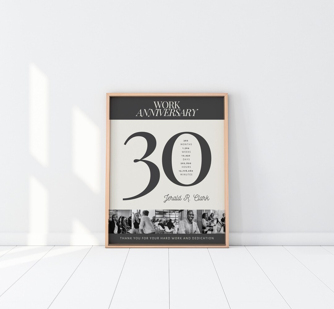 30 Year Work Anniversary Gift Employee Appreciation Gift Years of ...