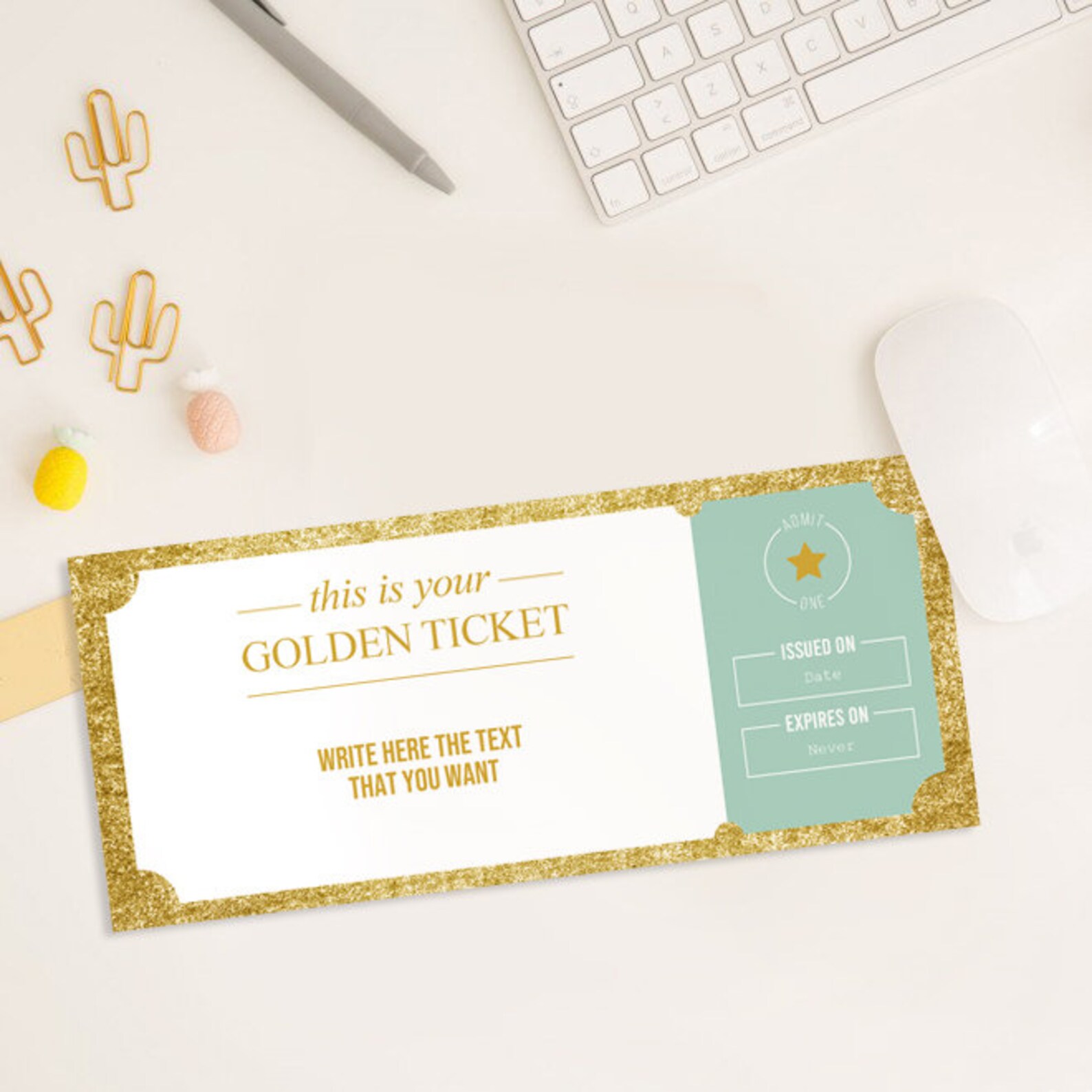 Golden Ticket Custom Gift Voucher Custom Golden Ticket | Etsy