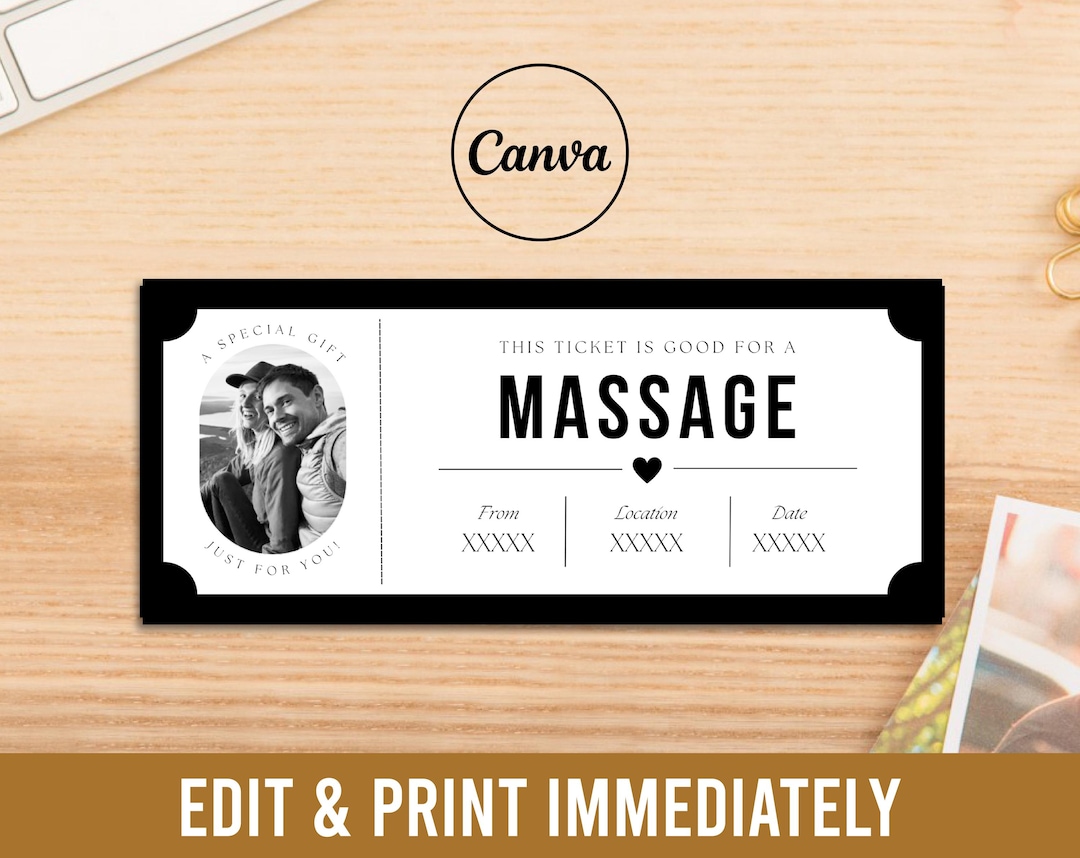 Custom Massage Gift Coupon Editable Canva Template INSTANT DOWNLOAD ...