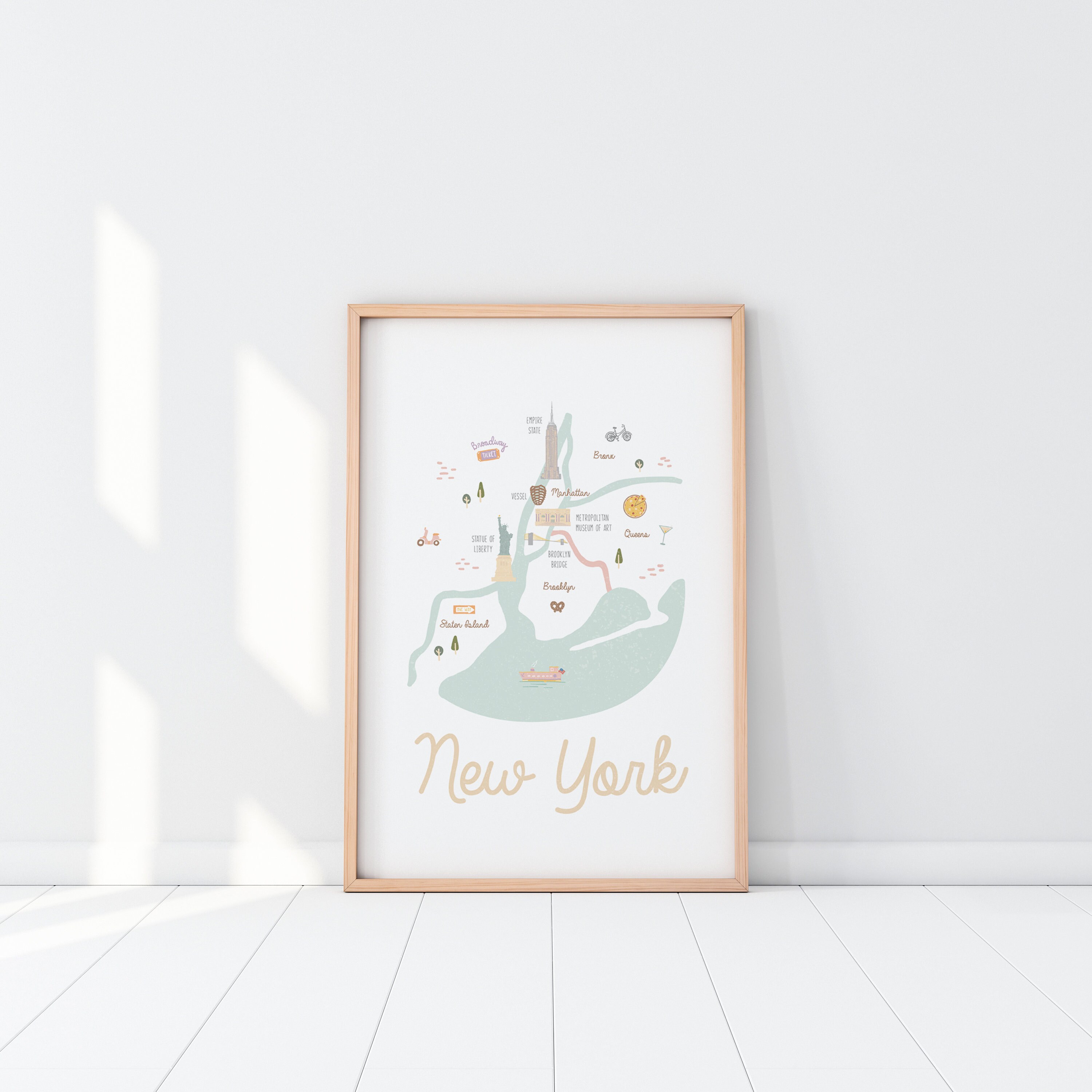 New York Illustrated Map New York City New York Print | Etsy