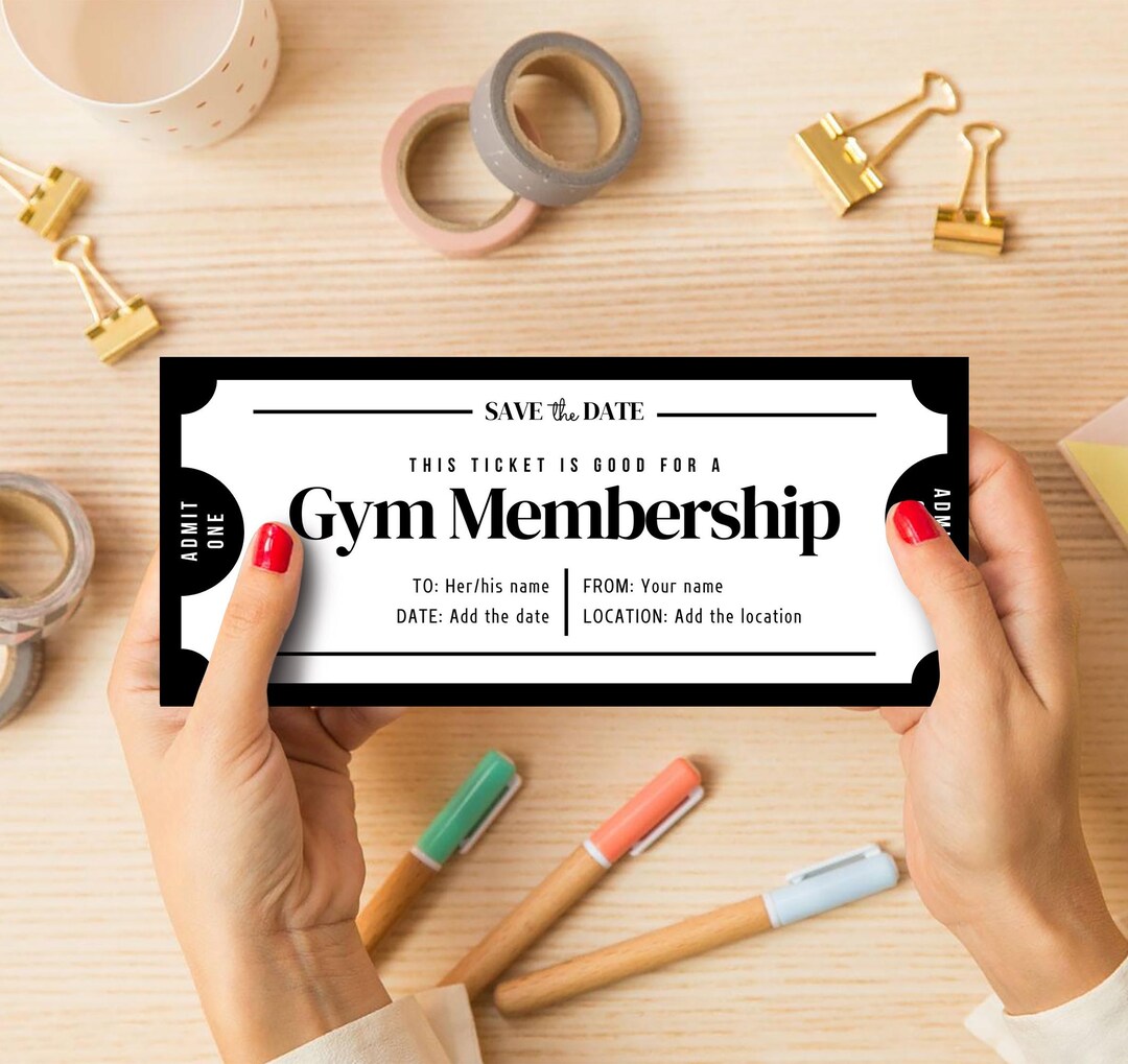 Gym Membership Gift Coupon Instant Download Editable Text Printable ...