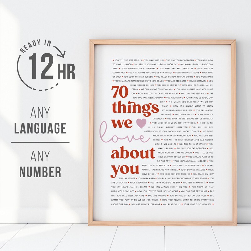70 Things We Love About You - Etsy