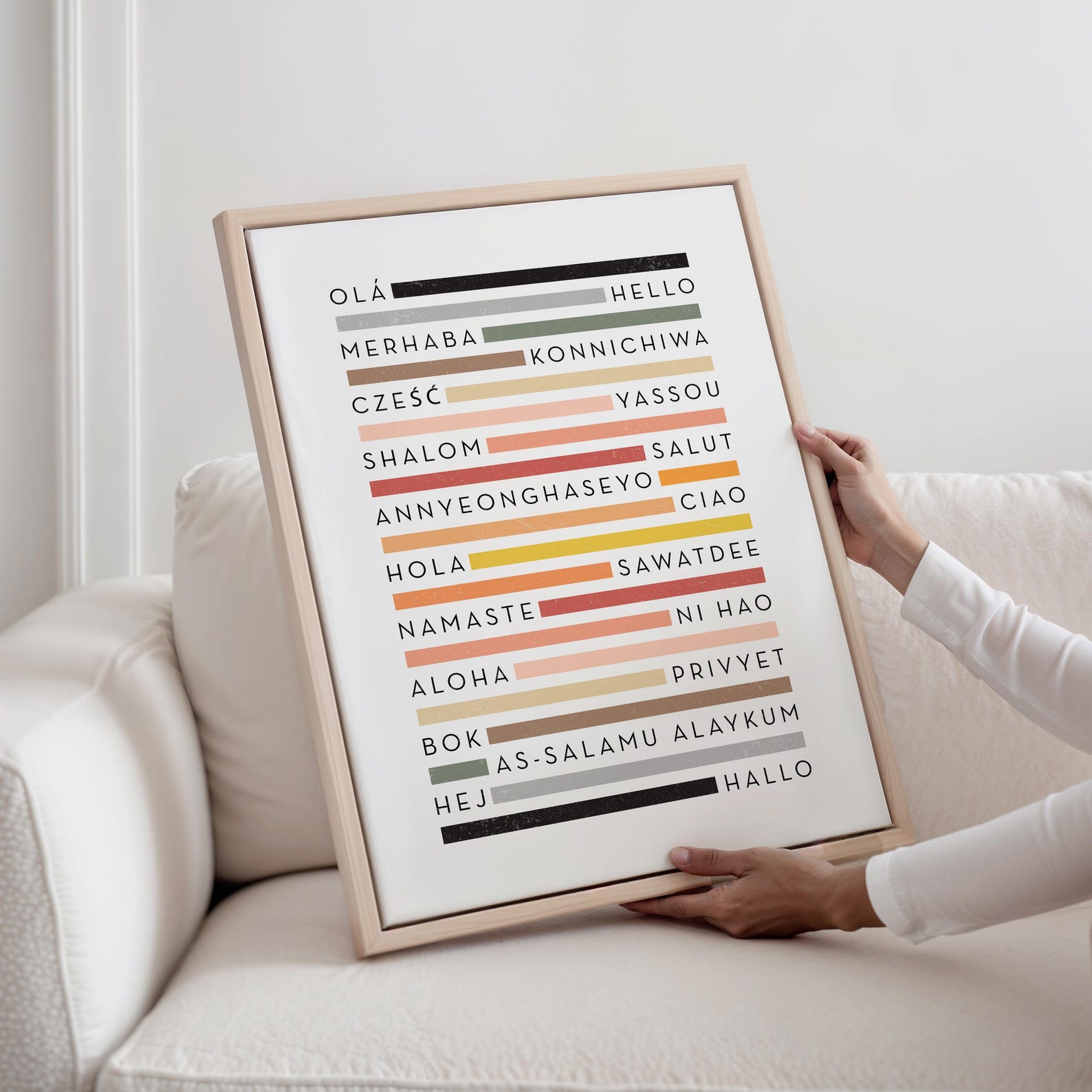 Hello Different Languages Greetings Print — Colorful Minimalist Wall ...