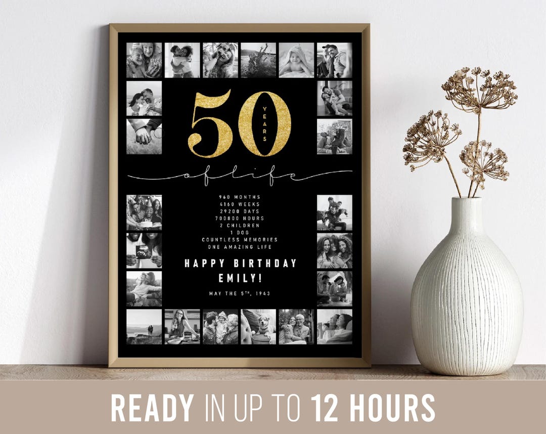 Personalized 50th Birthday Gift for Women or Men 50th Birthday Photo ...