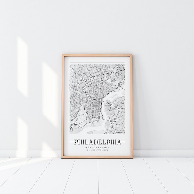 Philadelphia City Map Philadelphia City Philadelphia Print | Etsy