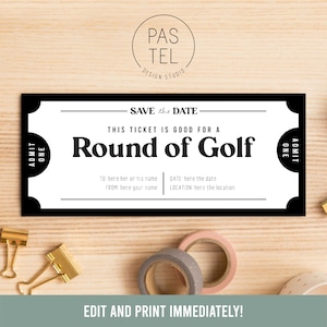 Golf Gift Coupon Printable Voucher - Etsy