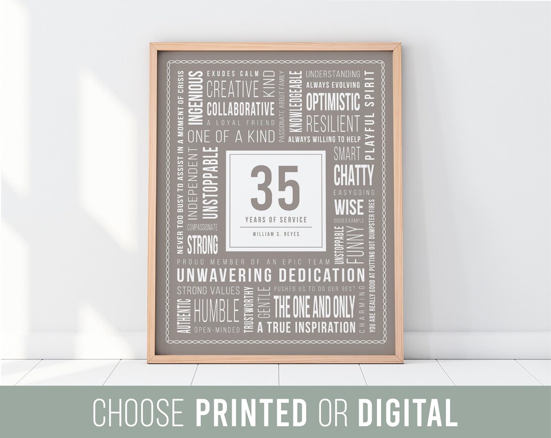 35 Year Work Anniversary Gift | 35th Employee Service Award, Employment ...