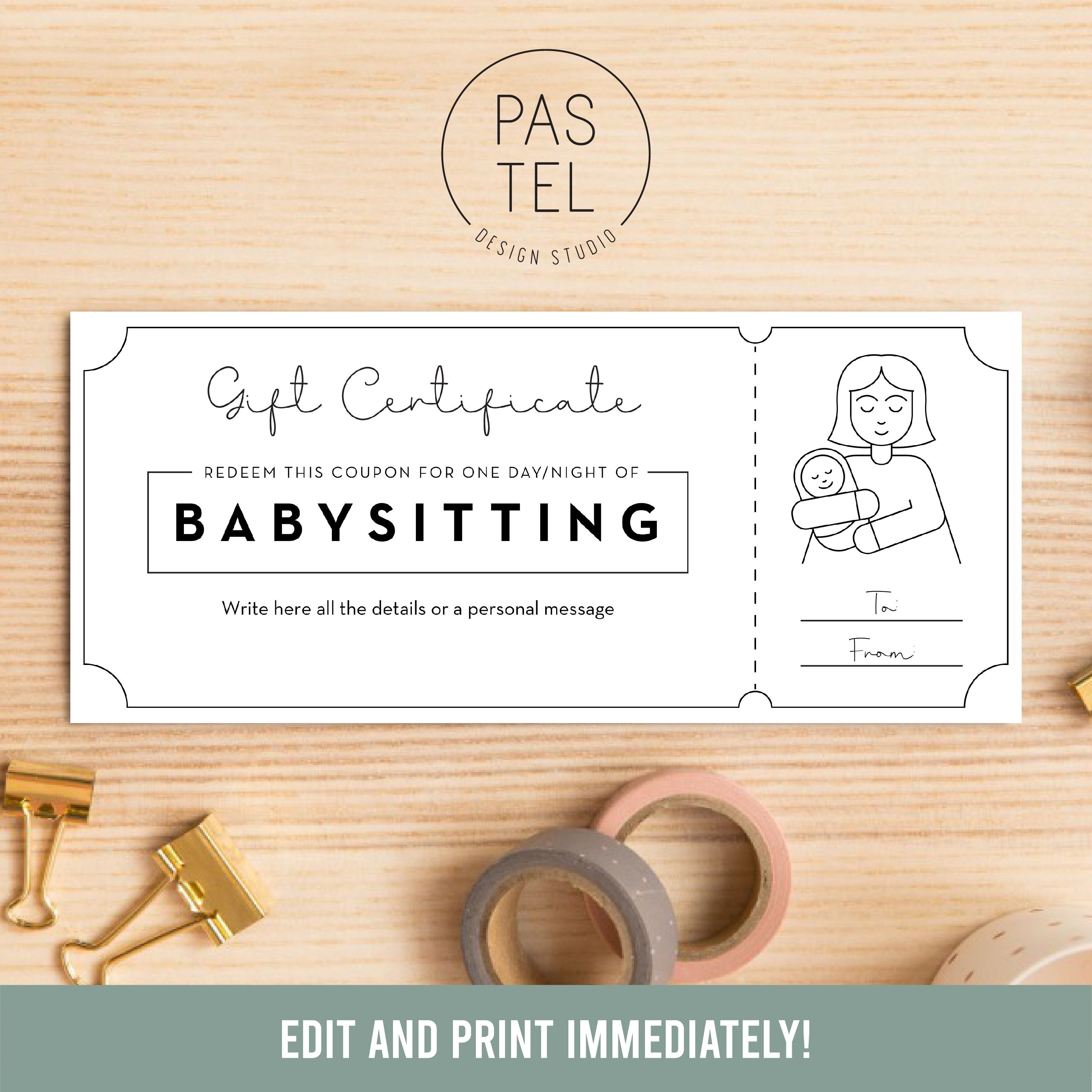 Babysitting Gift Certificate Template Free