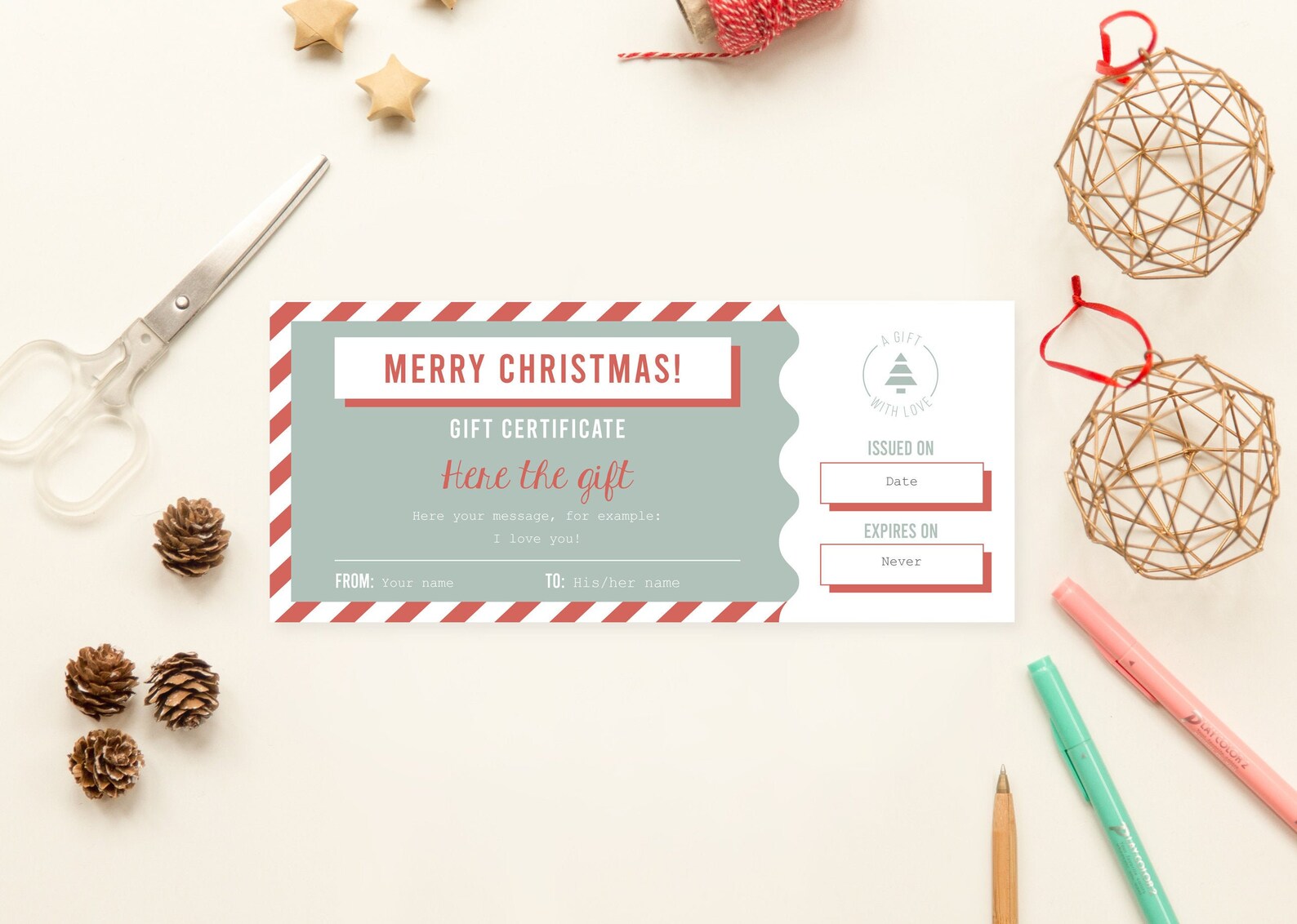 Christmas Gift Coupon Gift Voucher Christmas Certificate - Etsy