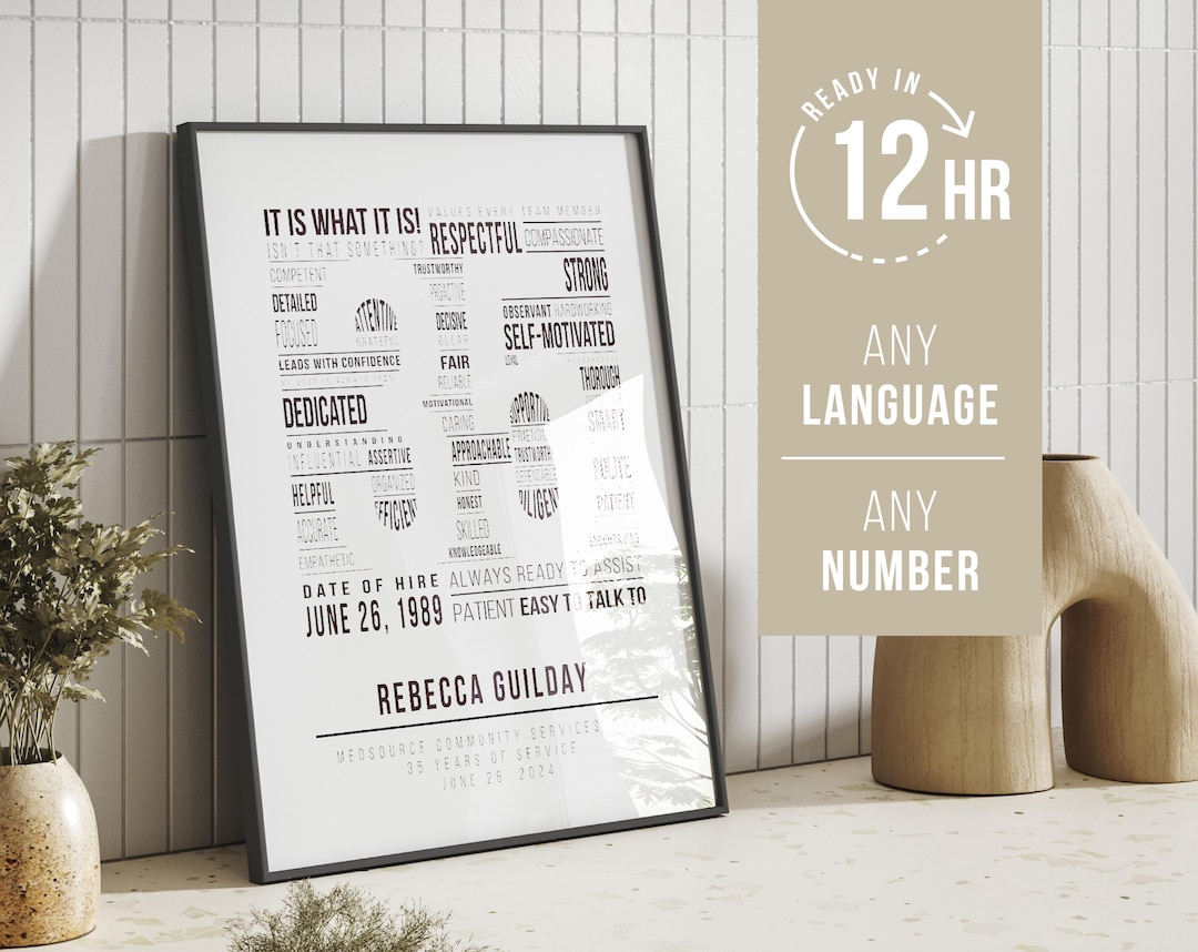 35 Year Work Anniversary Gift 35th Employee Service Award, Employment ...