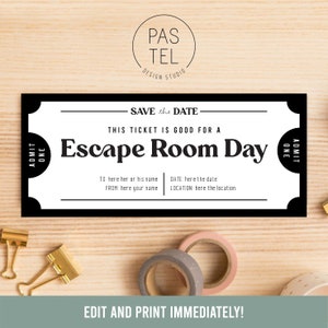 Escape Room Gift Coupon INSTANT DOWNLOAD, Editable Text Printable ...