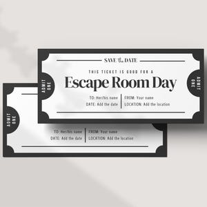 Escape Room Gift Coupon Instant Download Editable Text Printable ...
