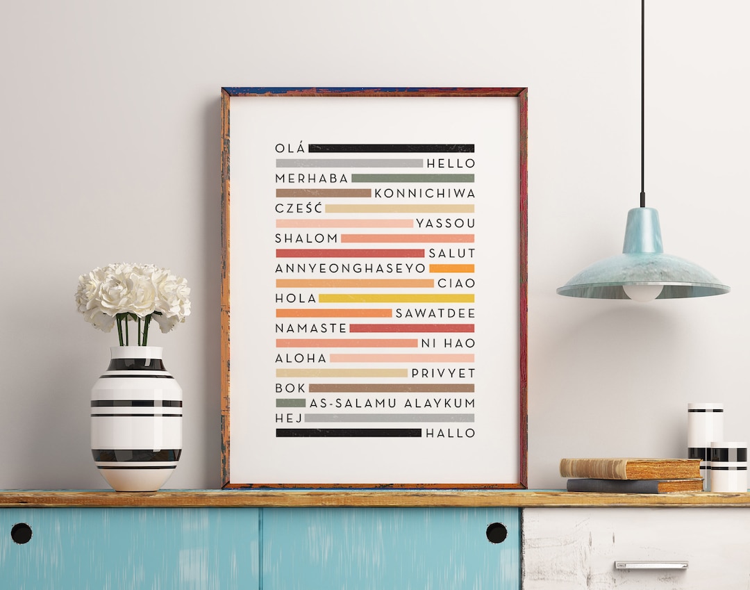 Hello Different Languages Greetings Print — Colorful Minimalist Wall ...