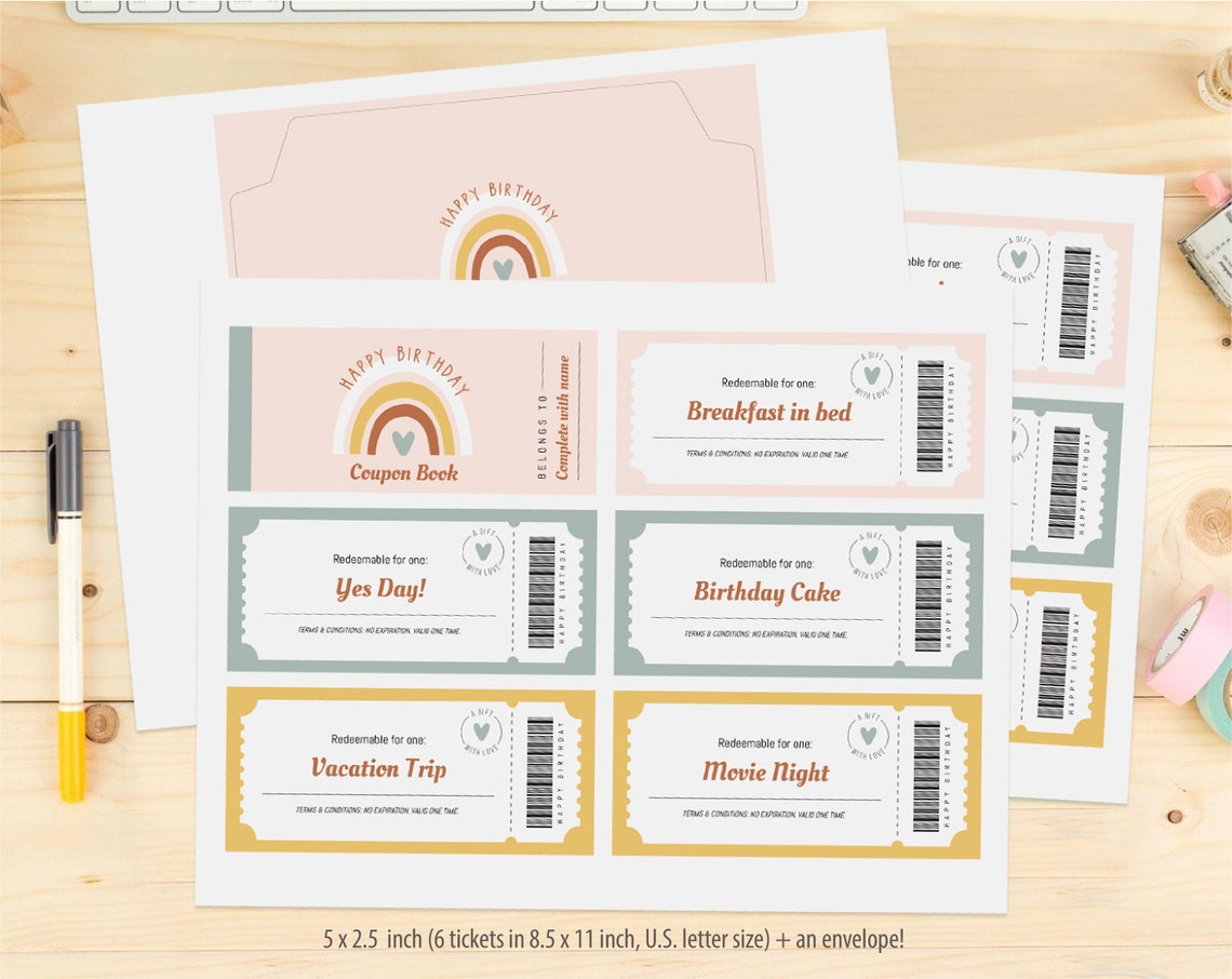 Editable Birthday Voucher Cupon Code Birthday Card - Etsy