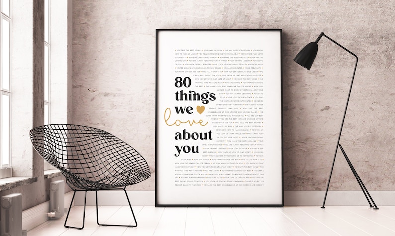 80 Reasons Why We Love You Poster Personalized 80th Birthday - Etsy