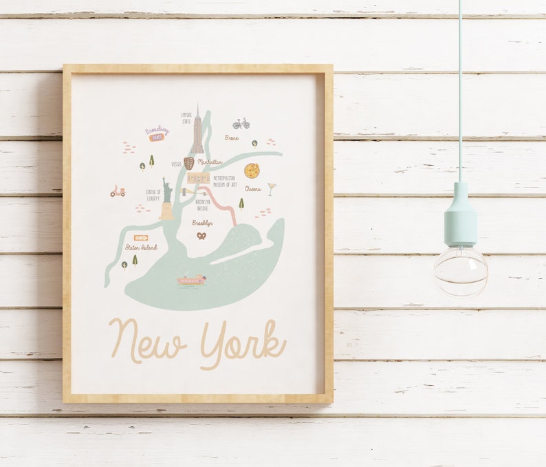 New York Illustrated Map New York City New York Print | Etsy