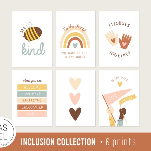 Inclusive Classroom Art Set of 6 Diversity Poster Human - Etsy