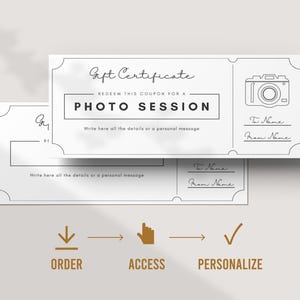 Photo Session Gift Coupon Instant Download Editable Text Printable ...