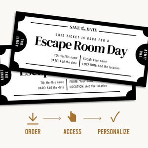 Escape Room Gift Coupon INSTANT DOWNLOAD, Editable Text Printable ...