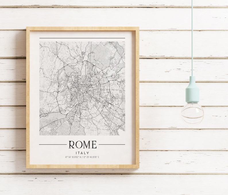 Rome City Map Rome City Rome Print Rome Wall Art City - Etsy