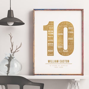10th Work Anniversary Word Cloud Print 10 Years Work Anniversary ...