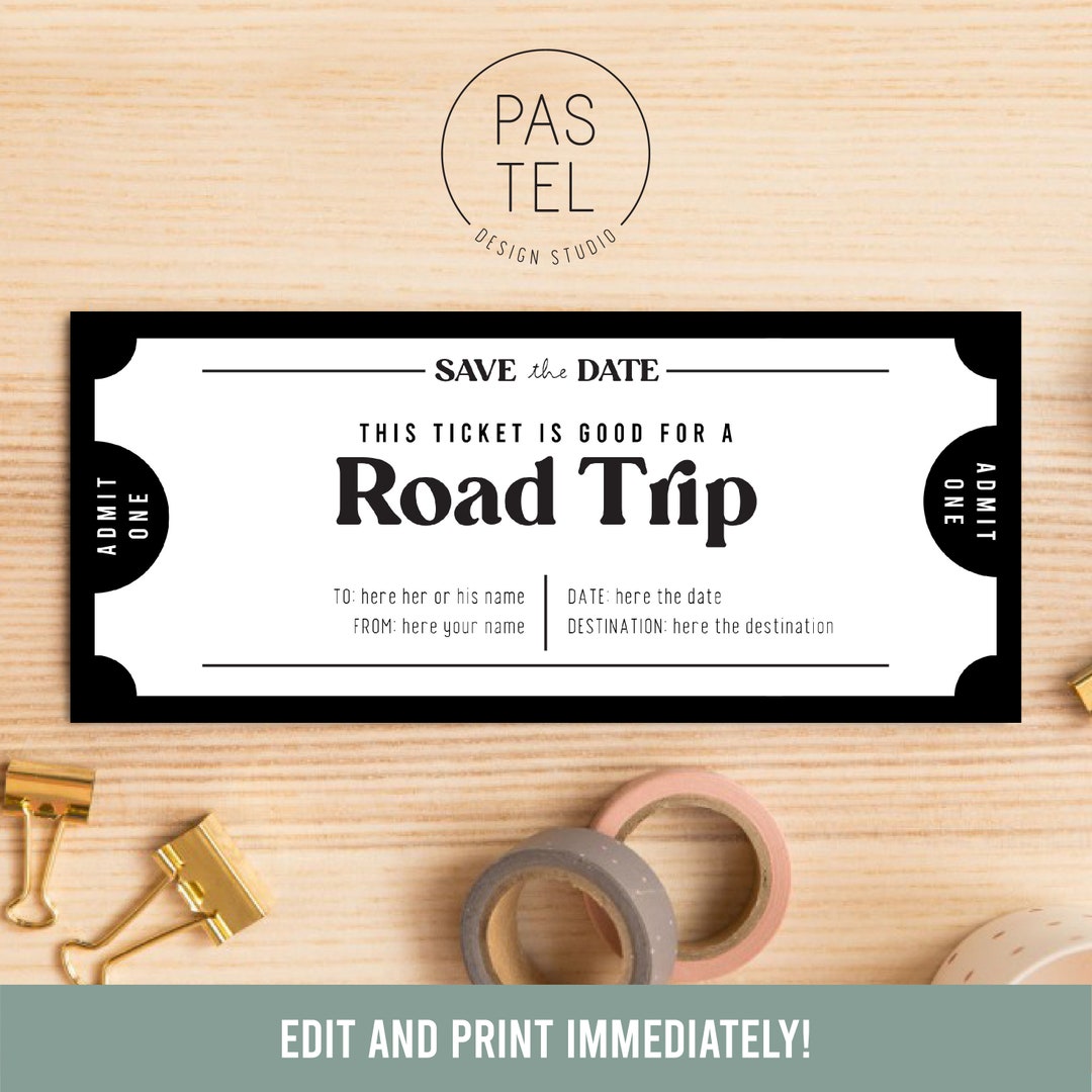 Road Trip Gift Voucher INSTANT DOWNLOAD, Editable Text Travel Gift ...