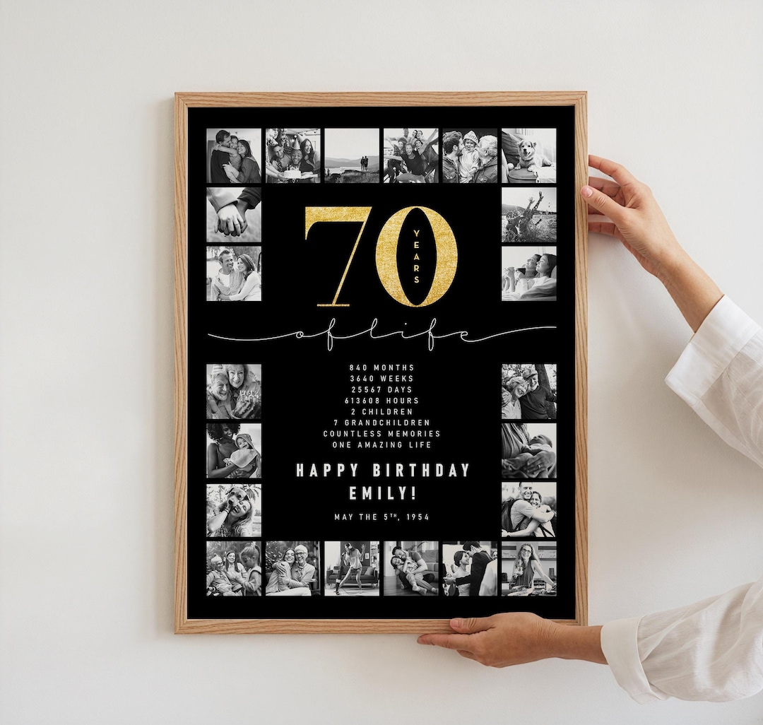 Personalized 70th Birthday Gift for Women or Men 70th Birthday Photo ...