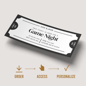 Game Night Gift Coupon Instant Download Editable Text Printable Voucher ...