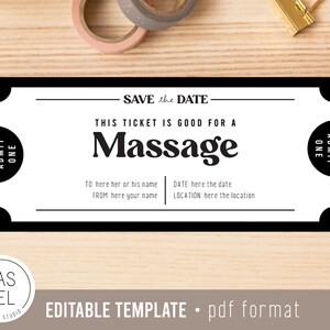 Massage Gift Coupon INSTANT DOWNLOAD Editable Text - Etsy