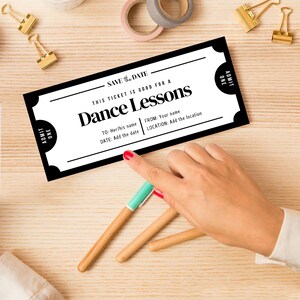 Dance Lessons Gift Coupon Instant Download Editable Text Printable ...