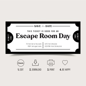 Escape Room Gift Coupon INSTANT DOWNLOAD, Editable Text Printable ...