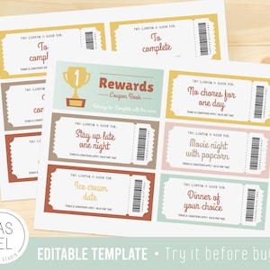 Editable Reward Coupons Template Printable Reward Tickets Coupons for ...