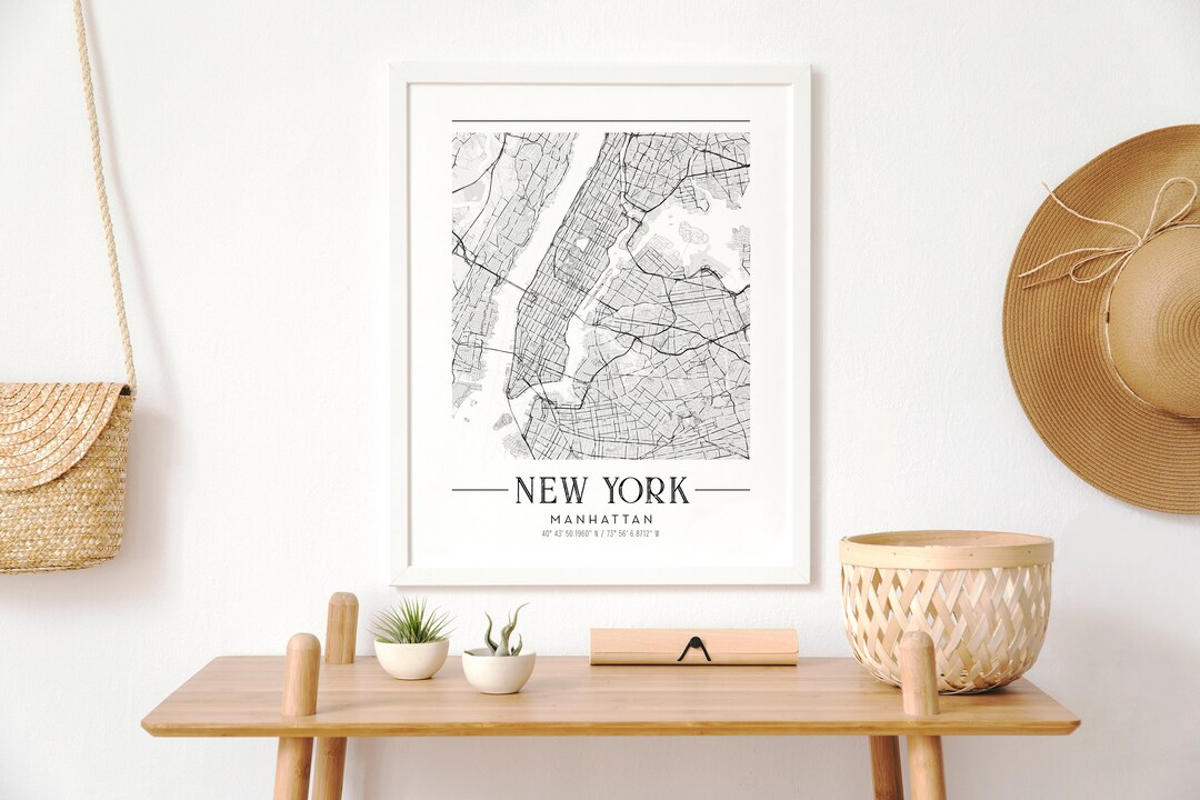New York City Map New York City New York Print New York Wall Art Map ...