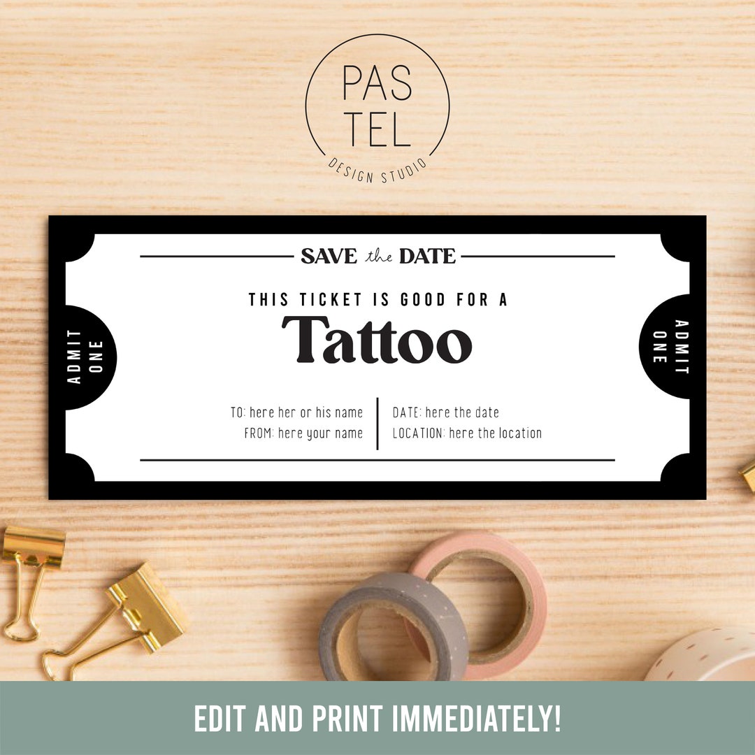 Vale de regalo de tatuaje / DESCARGA INSTANTE, texto editable / Cupón ...