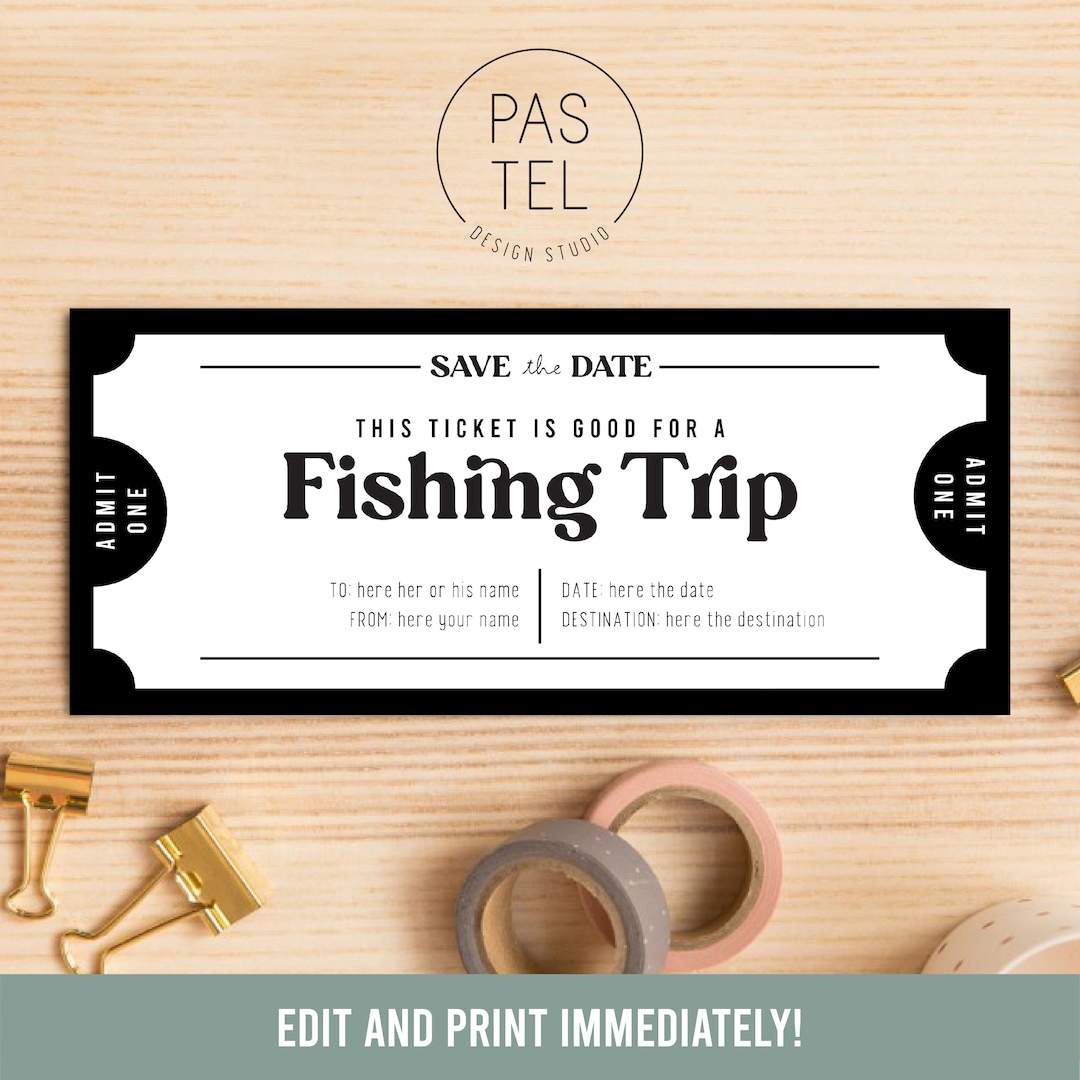 Surprise Fishing Trip Ticket INSTANT DOWNLOAD Editable Text - Etsy