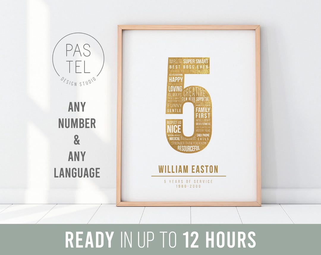 5th Work Anniversary Word Cloud Print 5 Years Work Anniversary ...
