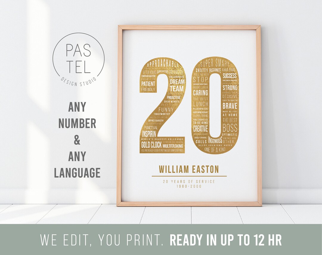 20TH Work Anniversary Gift 20th Employee Service Award, Employment ...