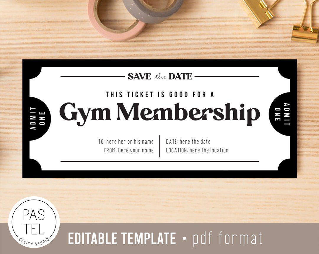 Gym Membership Gift Coupon INSTANT DOWNLOAD Editable Text - Etsy