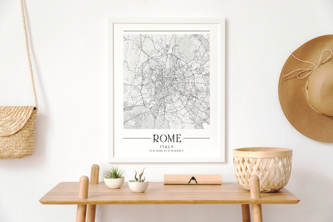 Rome City Map Rome City Rome Print Rome Wall Art City - Etsy
