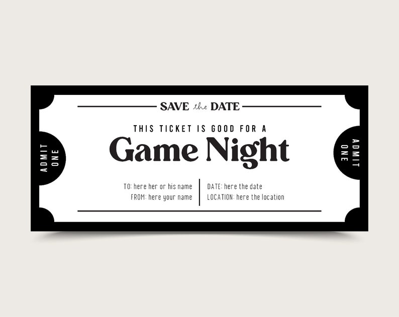 Game Night Gift Coupon INSTANT DOWNLOAD Editable Text - Etsy