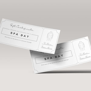 Spa Day Gift Coupon Instant Download Editable Text Printable Voucher ...