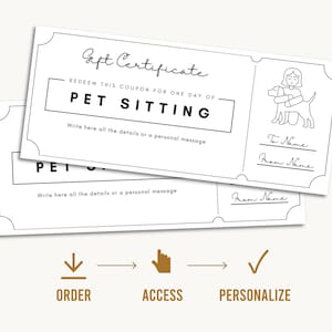 Dog Sitting Gift Coupon INSTANT DOWNLOAD, Editable Text Printable ...