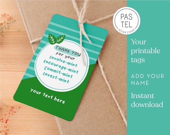 Teacher Appreciation Printable Tag Mint Tags Christmas - Etsy